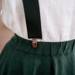 GREEN SUSPENDERS | Linen Suspenders, Women Suspenders, Handmade Linen ...