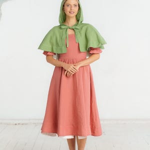 SHORT LINEN CAPE | Hooded Cape, Fantasy Cape, Mini Cloak, Medieval Cape ...