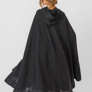 BLACK LINEN CAPE | Renaissance Cloak, Best Gifts for Her, Medieval Coat ...