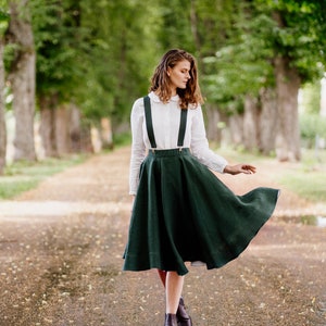 GREEN SUSPENDERS | Linen Suspenders, Women Suspenders, Handmade Linen ...