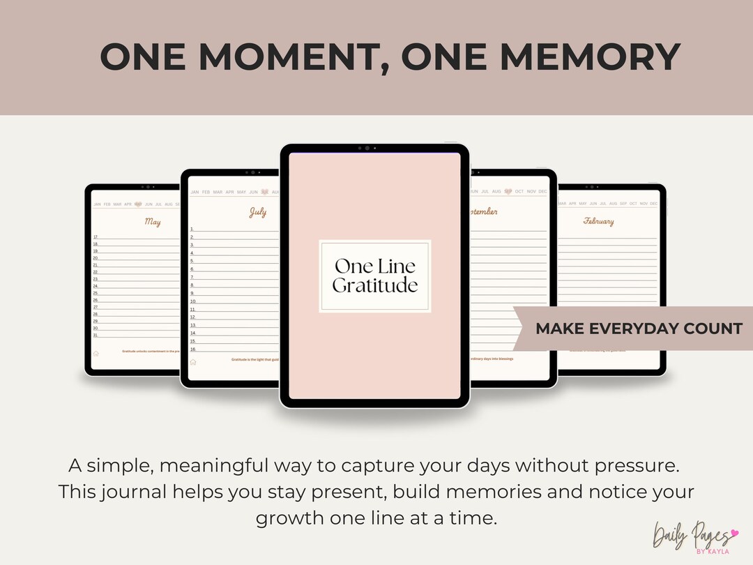 One Line a Day Digital Journal - Beige Tones | Daily Gratitude Journal ...