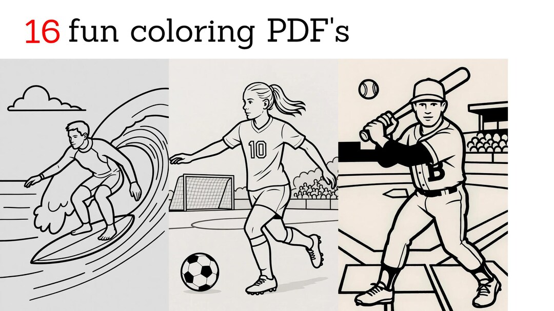 Sports Coloring Pages: 16 Fun Printable Designs for Kids (digital ...