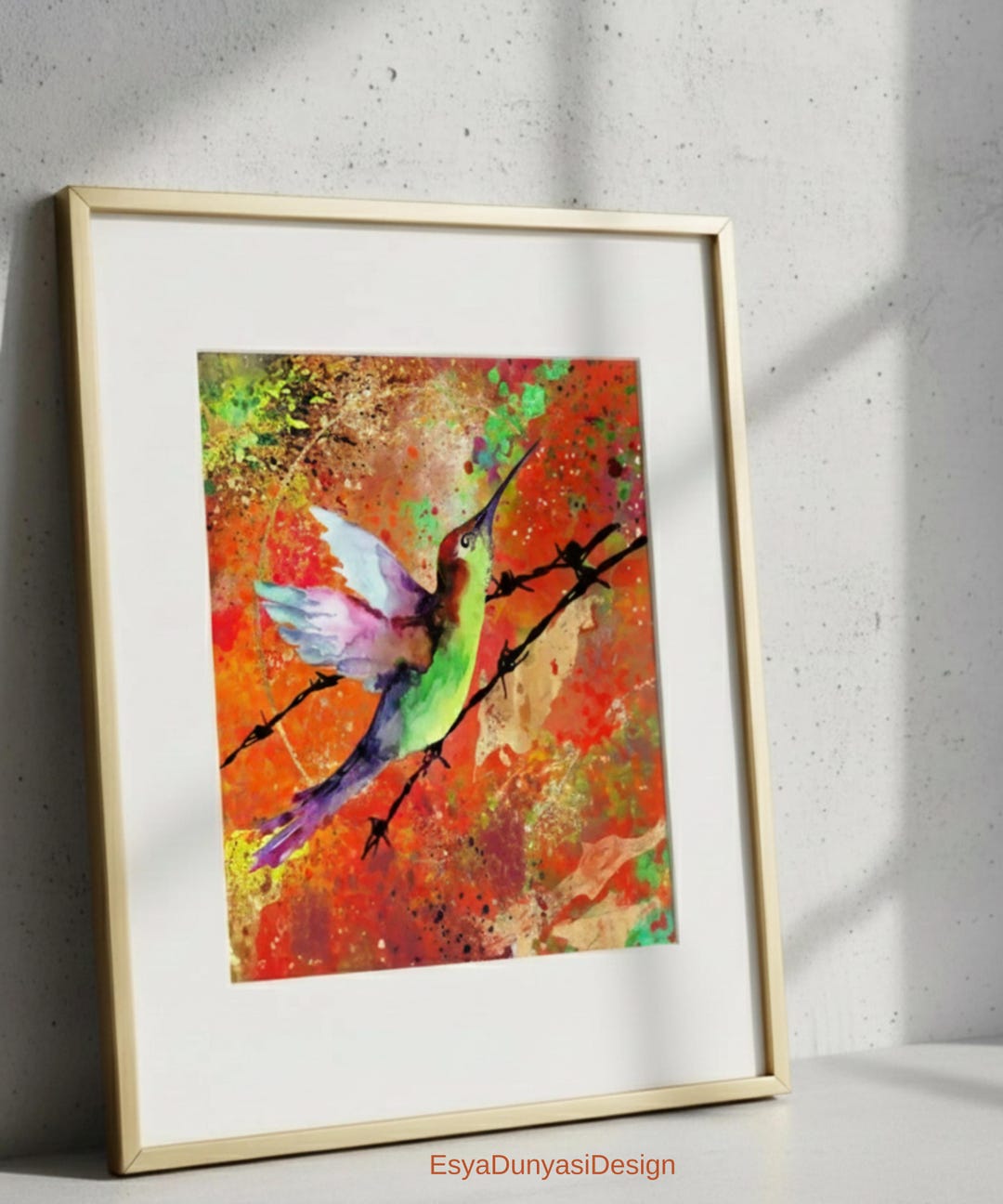 Colorful Hummingbird Wall Art Printable, Abstract Bird Art, Vibrant ...