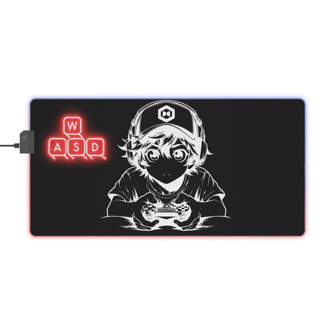 LED Gaming Mouse Pad With Controller Illustration | Gamer Desk Decor ...