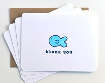 Handmade Whimsical Fish Thank You Card - Etsy
