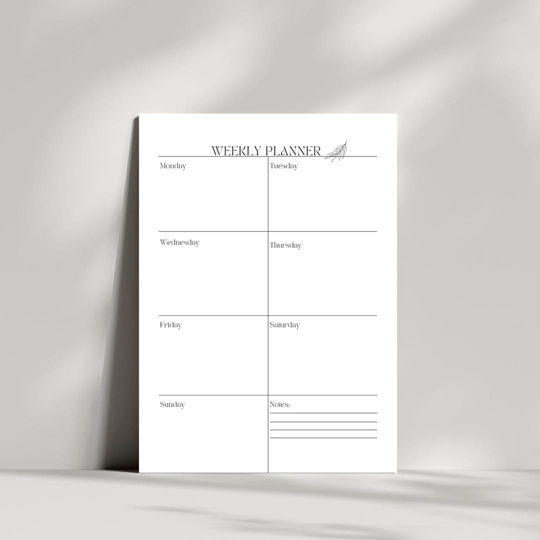 Minimalist Weekly Planner Printable, Daily Schedule (PDF) - Etsy