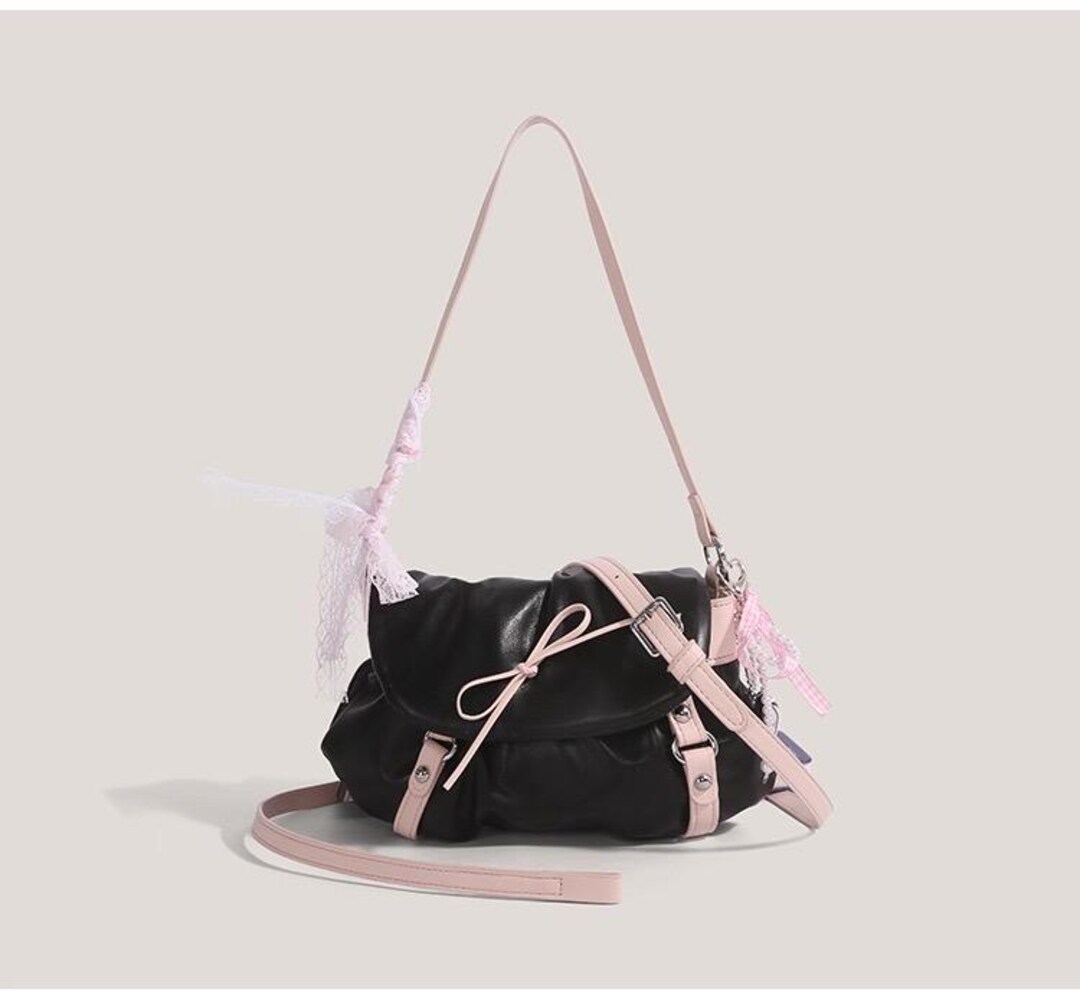 Y2K Dreamcore the Black & Pink Puffy Shoulder Bag - Etsy