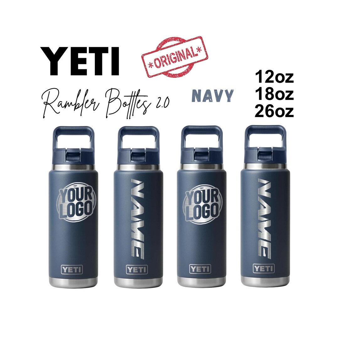 Personalized Yeti 2.0 Navy Color Rambler Bottle | Custom Laser Engraved ...
