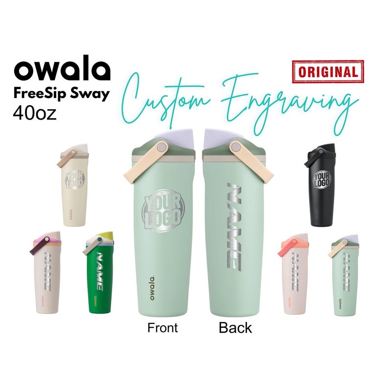 40oz Owala Freesip Sway Water Bottle, Personalized Stainless Steel ...