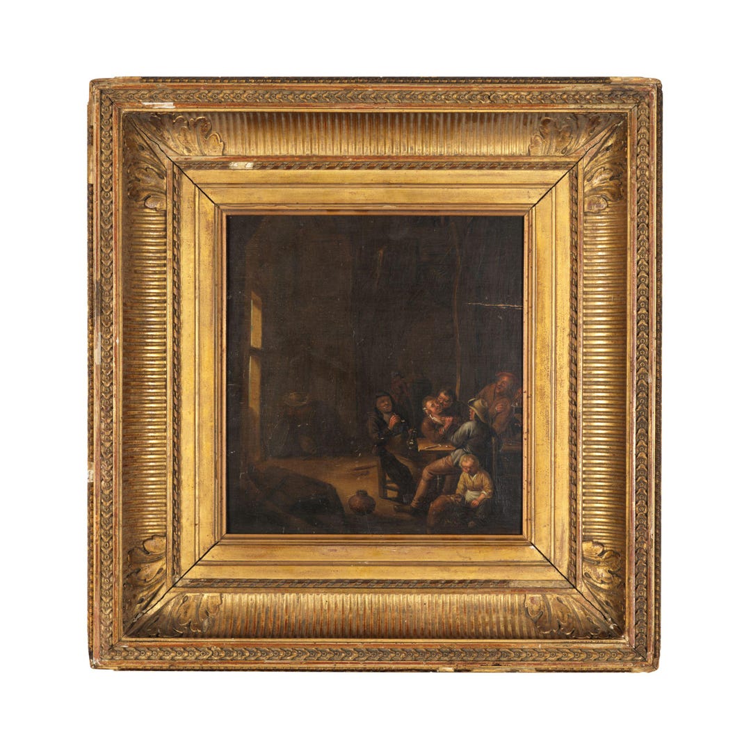 18th-century Dutch Tavern Scene – Original Oil on Panel – Antique ...