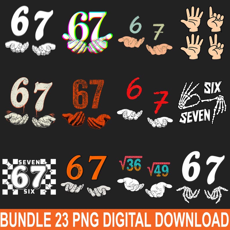 67 Hands Meme PNG Bundle (23 Designs) – Six Seven Gen Alpha Slang ...