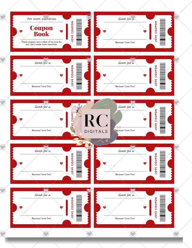 Printable Love Coupon Book, DIY Valentine's Gift (digital Download - Etsy
