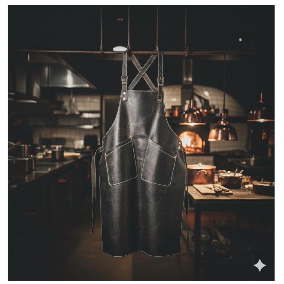 The Raven Chef Apron: Black Leather Edition | Durable Cross-back ...