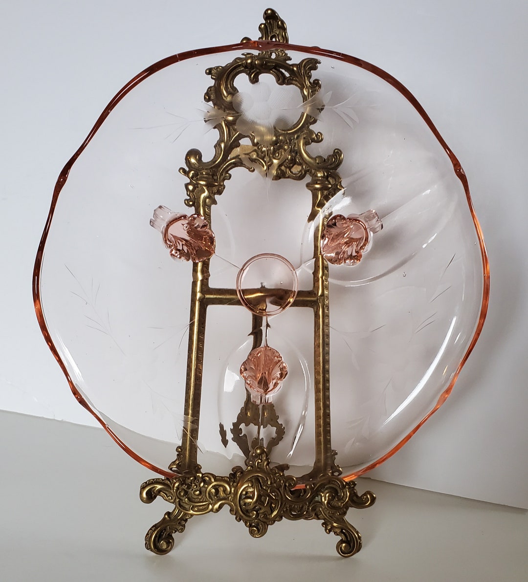 1930s Vintage Lancaster Glass Co Pink Depression Glass Jubilee Etched ...