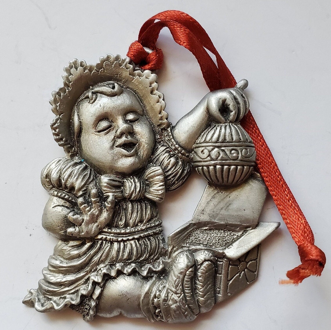Vintage NEP Pewter Baby's First Christmas Tree Ornament - Etsy