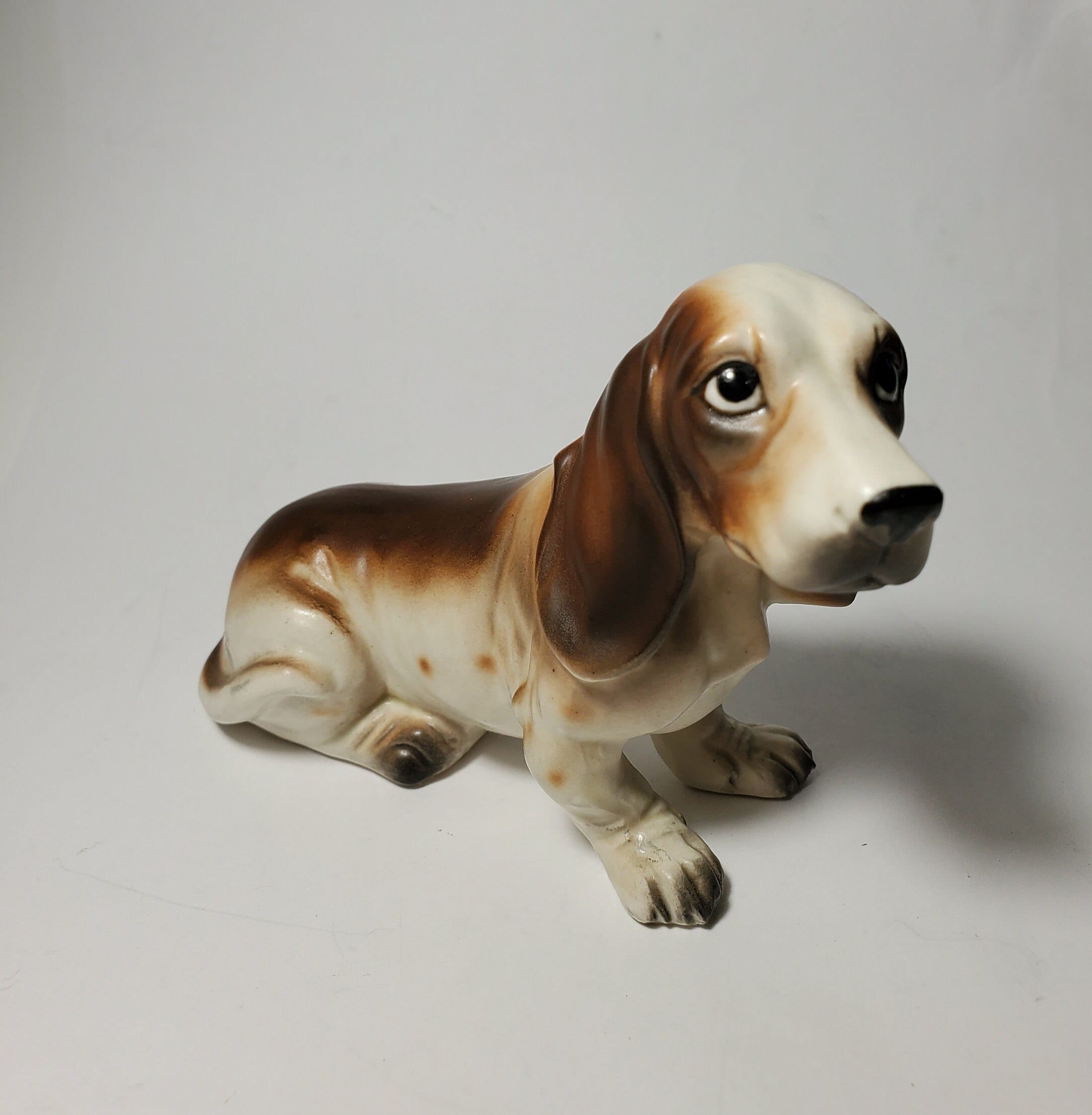 Vintage Porcelain Realistic Basset Hound Dog Figurines Norcrest Japan ...