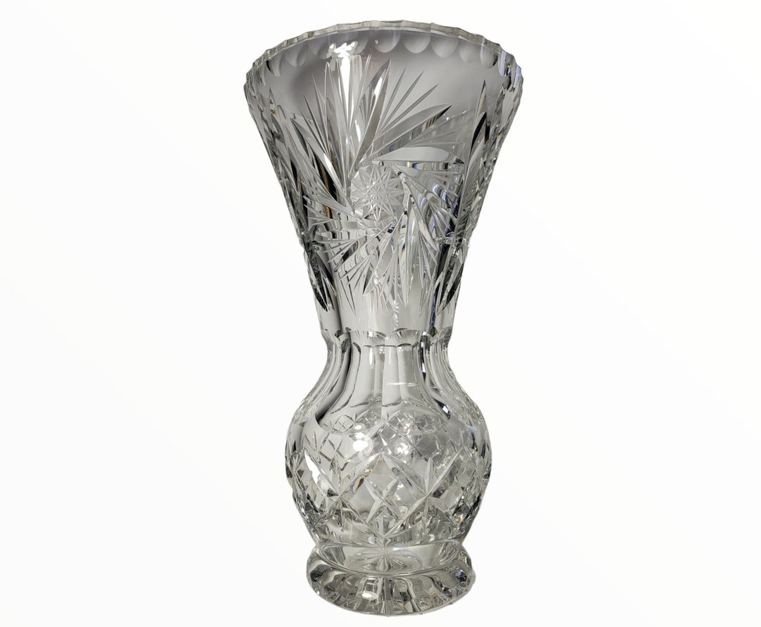 Vintage Bohemian Cut Crystal Baluster Vase Pinwheel Star of David ...