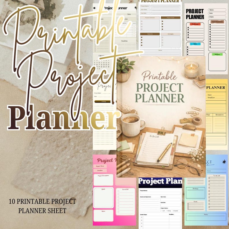 Project Planner Printable: Task Organizer With Goals and Deadlines ...