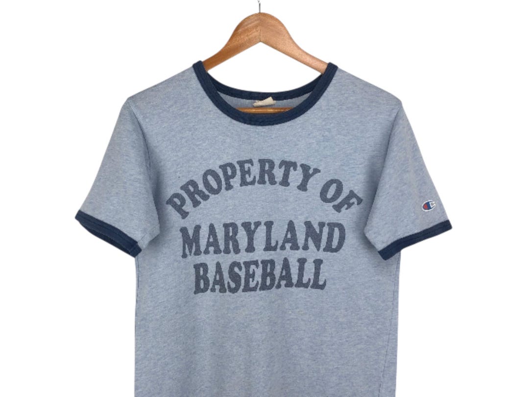 Vintage Champion Maryland Baseball Blue Ringer Tee Shirt Single Stitch ...