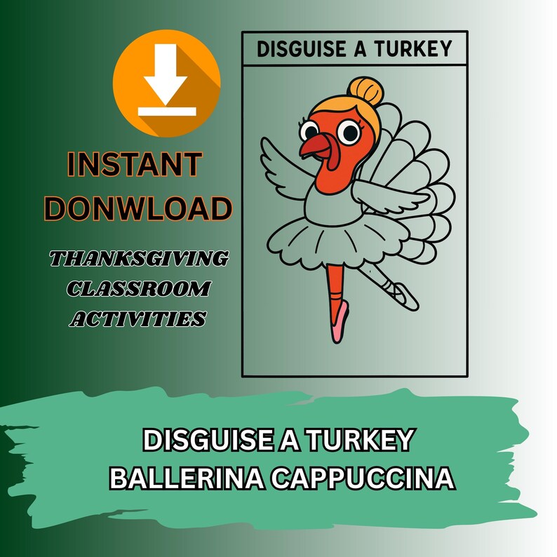 Disguise a Turkey- Ballerina Disguise Template, Thanksgiving Craft ...