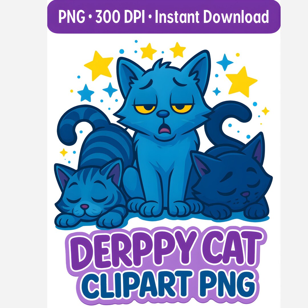 Derpy Cat Clipart PNG, Funny Kawaii Graphic (digital Download) - Etsy