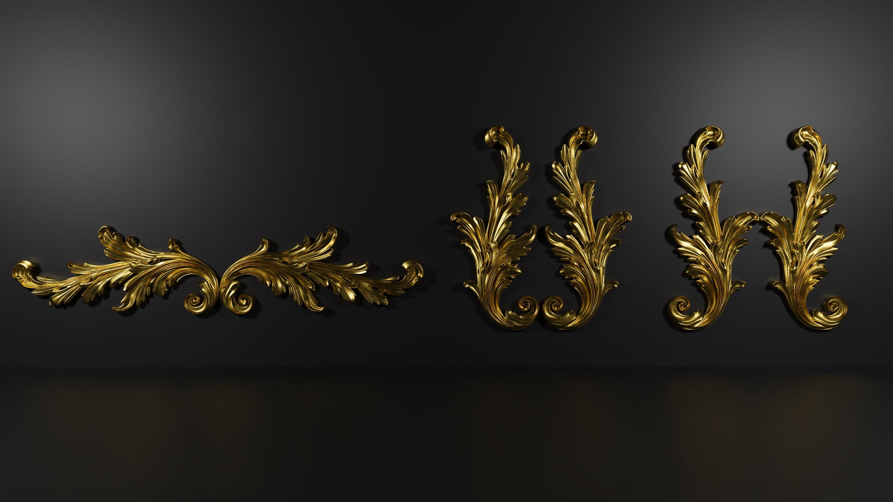 Baroque Gold Decor STL Bundle: Handle, Acanthus Leaf & Scroll | 3 CNC ...