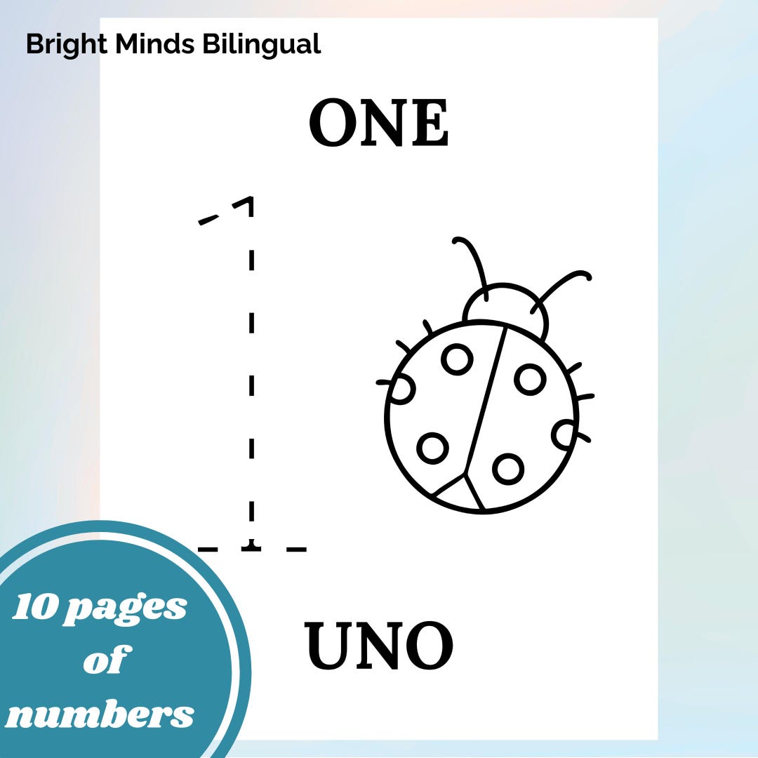 Spanish & English Numbers Worksheets | Bilingual Counting Printables - Etsy