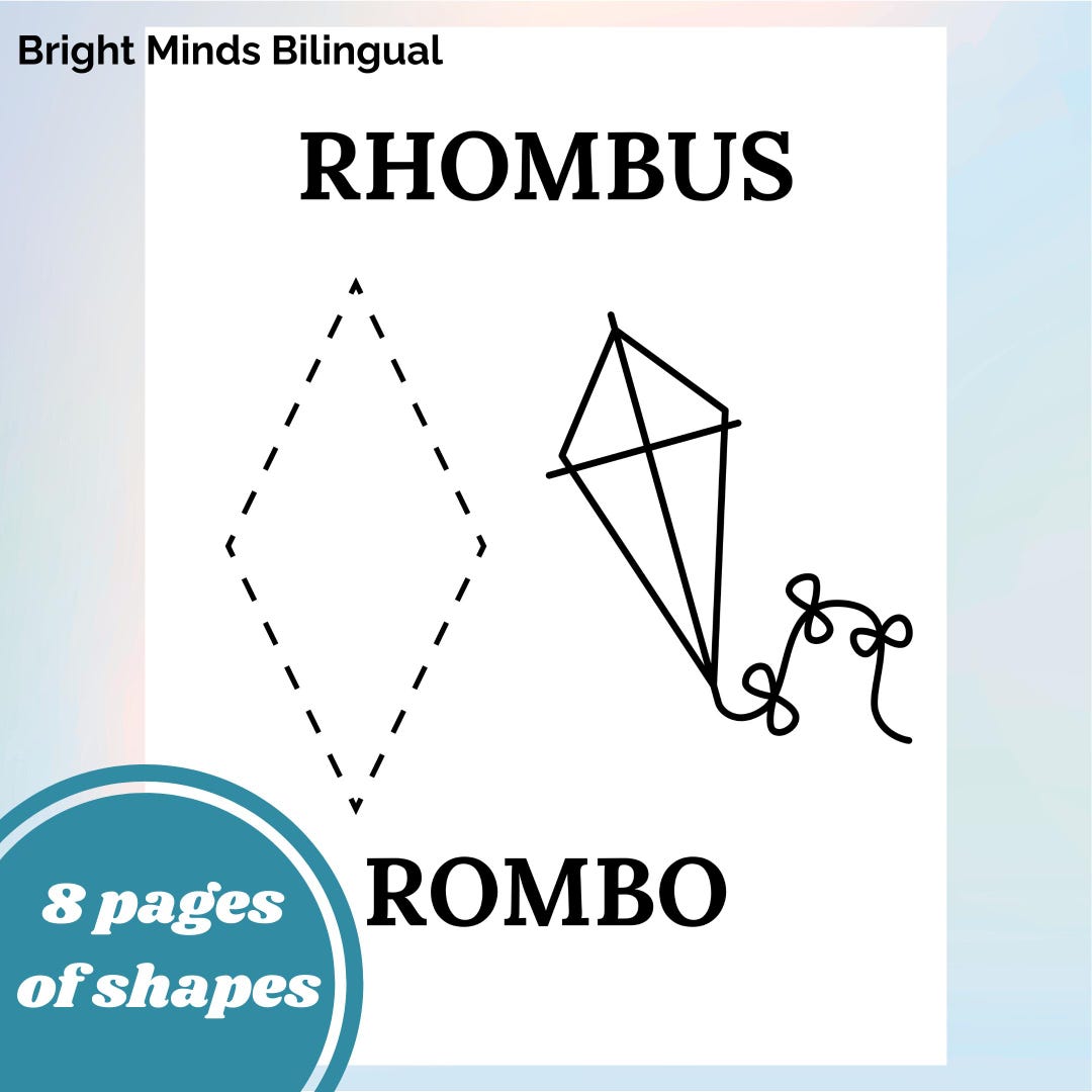 Spanish & English Shapes Worksheets | Bilingual Tracing + Coloring ...