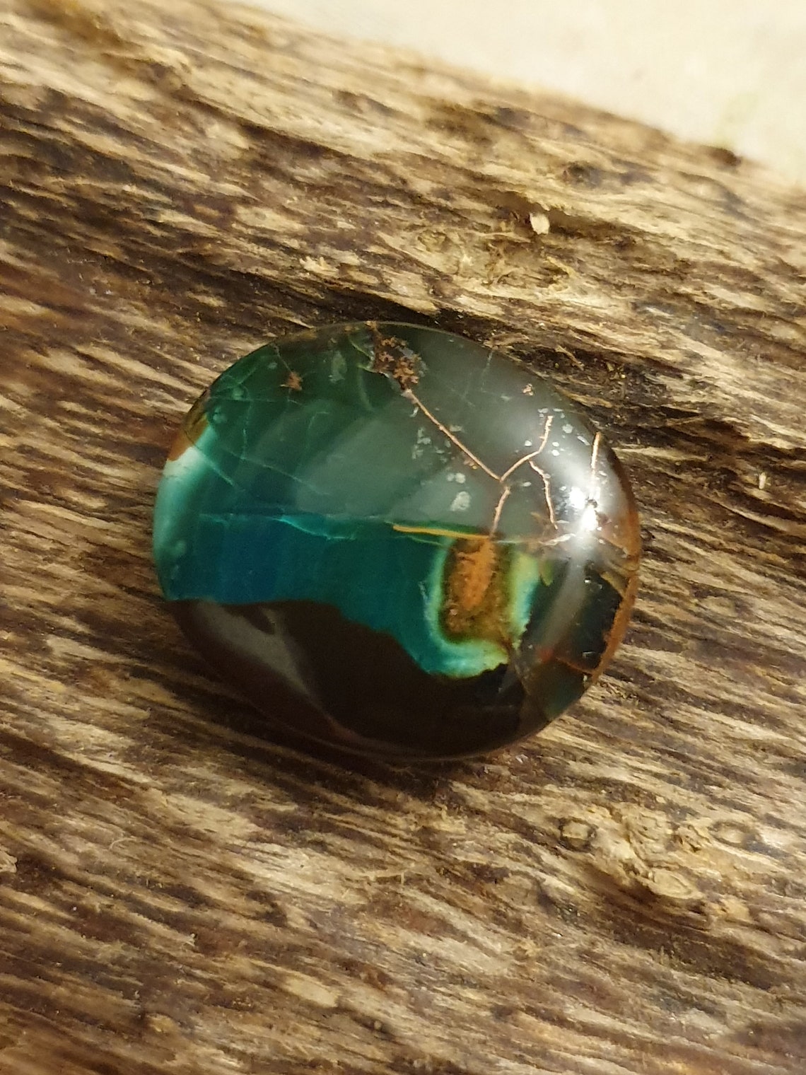 Chrysoprase Cabochon With Native Copper Inclusions - Etsy UK