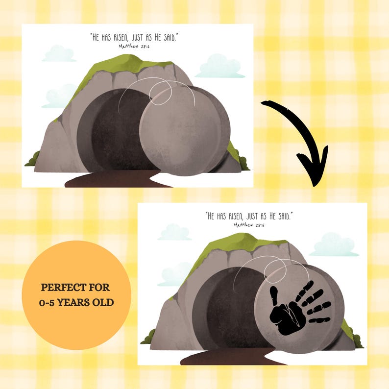 He is Risen Christian Easter Handprint Craft for Kids, Printable ...