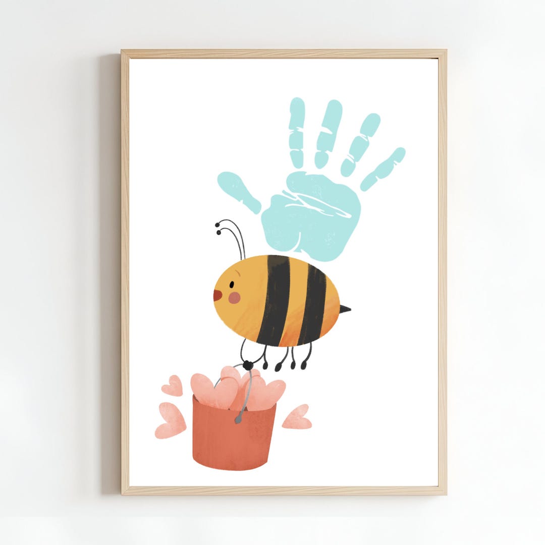 Printable Valentine Bee Handprint Art and Craft for Preschool Children ...