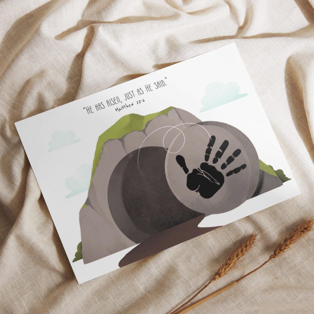He is Risen Christian Easter Handprint Craft for Kids, Printable ...