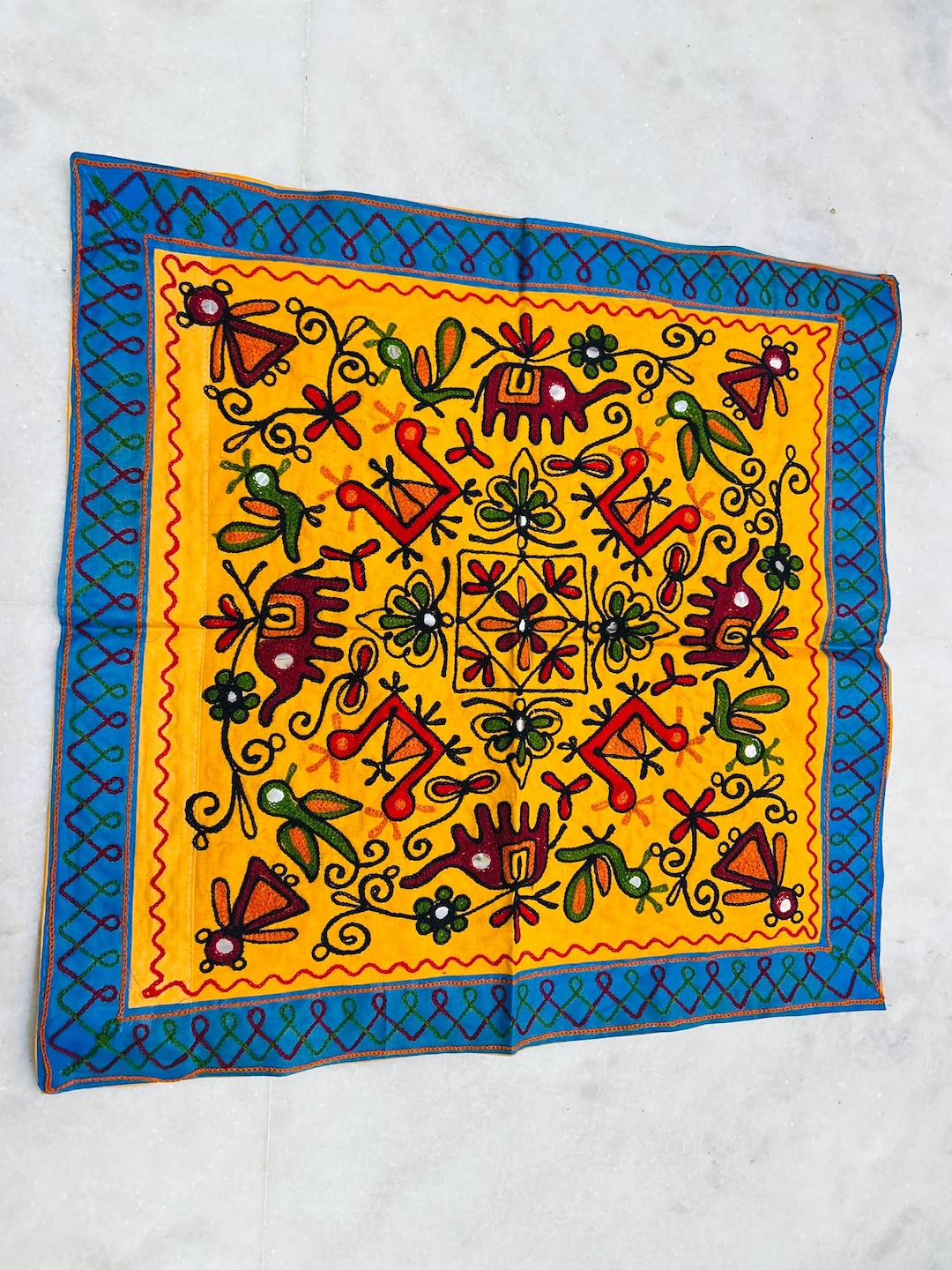 Hand Embroidered Small Table Cloth & Temple Asan - Etsy