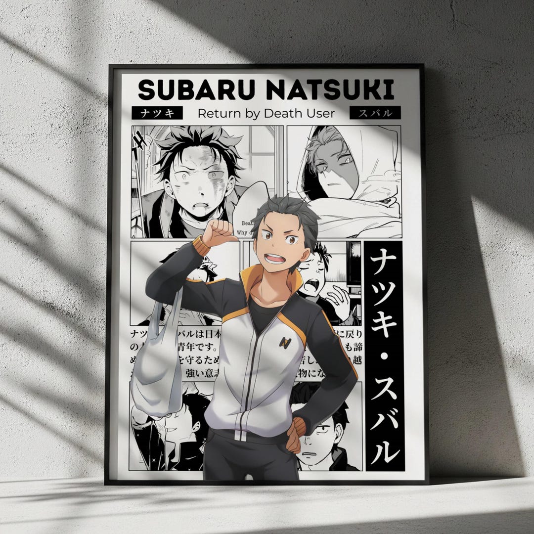 Re Zero Subaru Natsuki Anime Poster, Manga Wall Artwork Prints, Home ...
