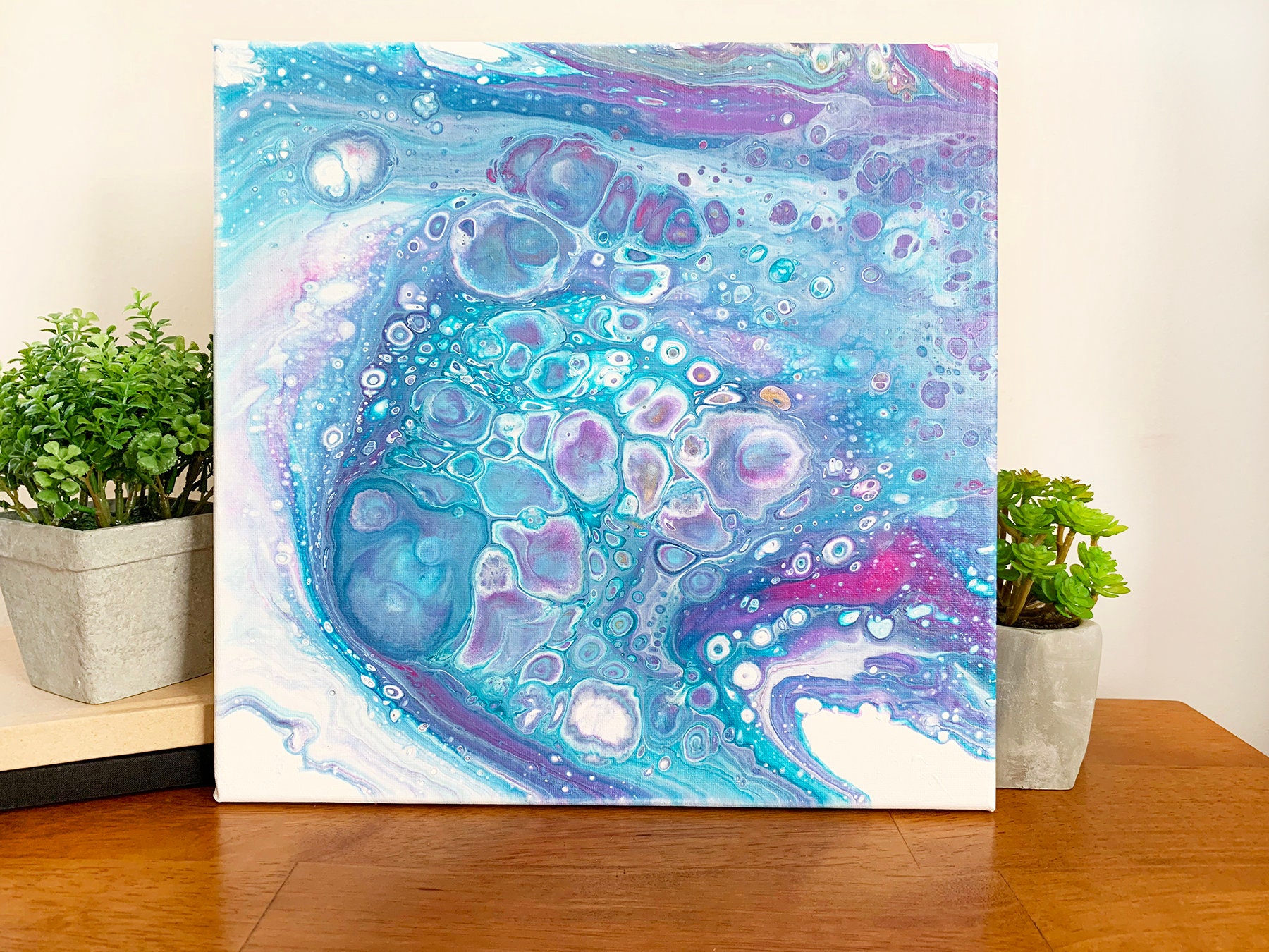 12x12 Abstract Painting Canvas Original Blue Purple Acrylic - Etsy