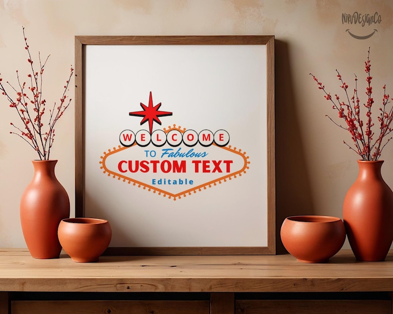 Editable Las Vegas Welcome Sign Template | Custom Text Vegas Sign ...