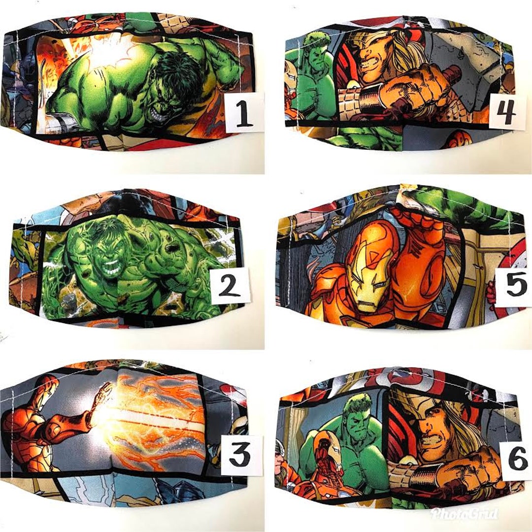 Kid's Avengers Face Mask, 3 Layer Marvel Super Hero Face Mask, Mask ...