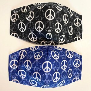 3 Layer Peace Symbol Face Mask With Filter Pocket, Black Peace Symbol ...