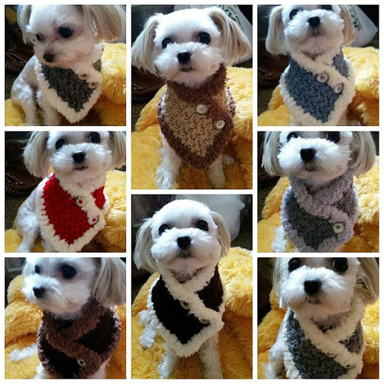 Small Breeds Dog Scarf, Crocheted Dog Neck Warmer Scarf, Dog Neck ...