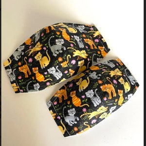 Cat Mask With Filter Pocket, 3 Layer Cat Face Mask, Cat Lover Mask With ...