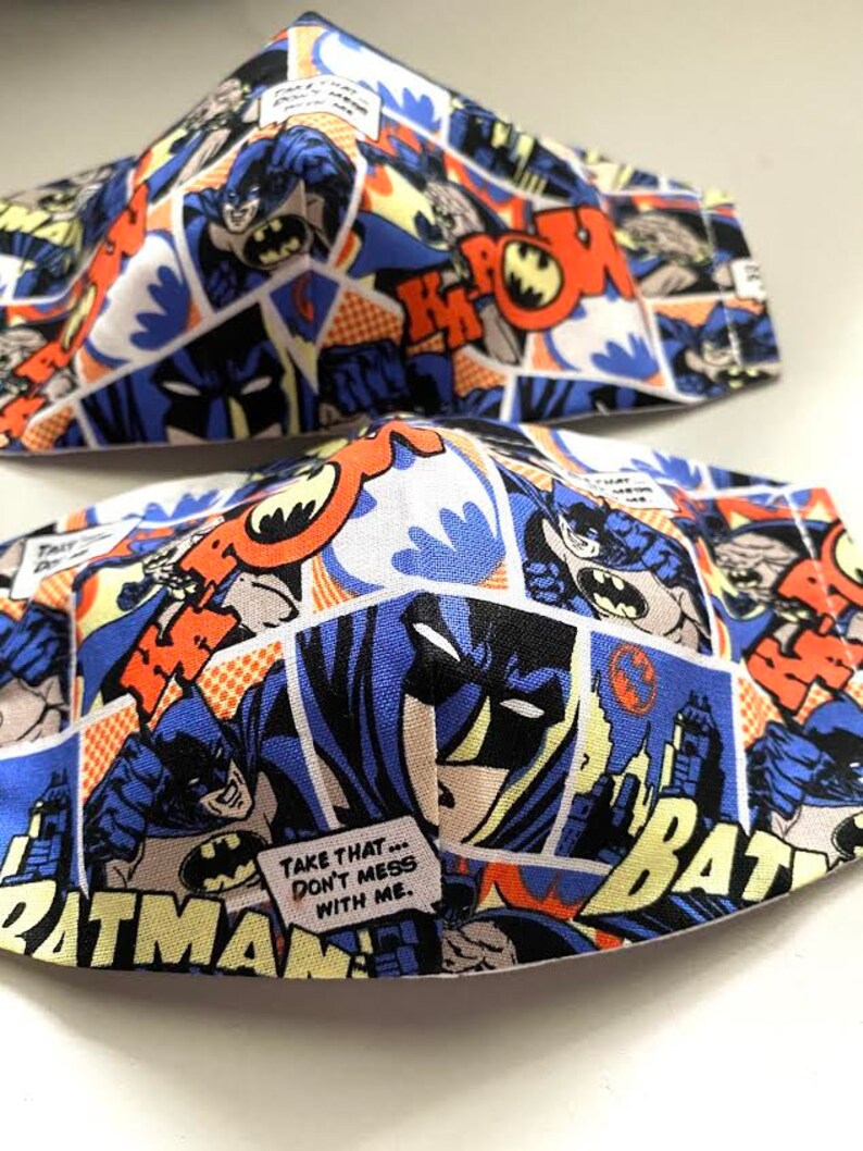 Batman Face Mask 3 Layer Batman Face Mask With Filter Pocket - Etsy
