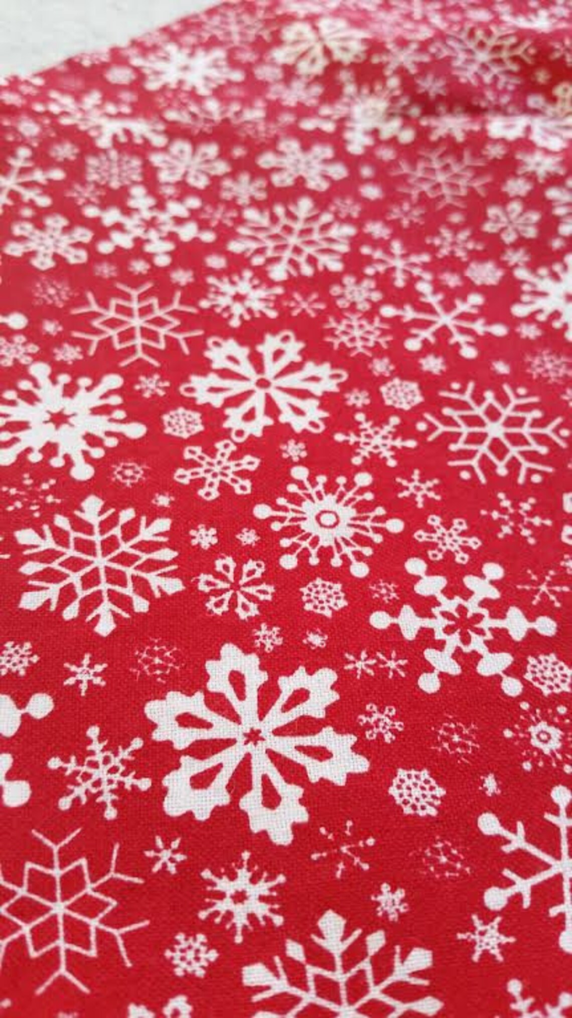 3 Yard Christmas Red and White Flakes Bias Christmas Snow - Etsy
