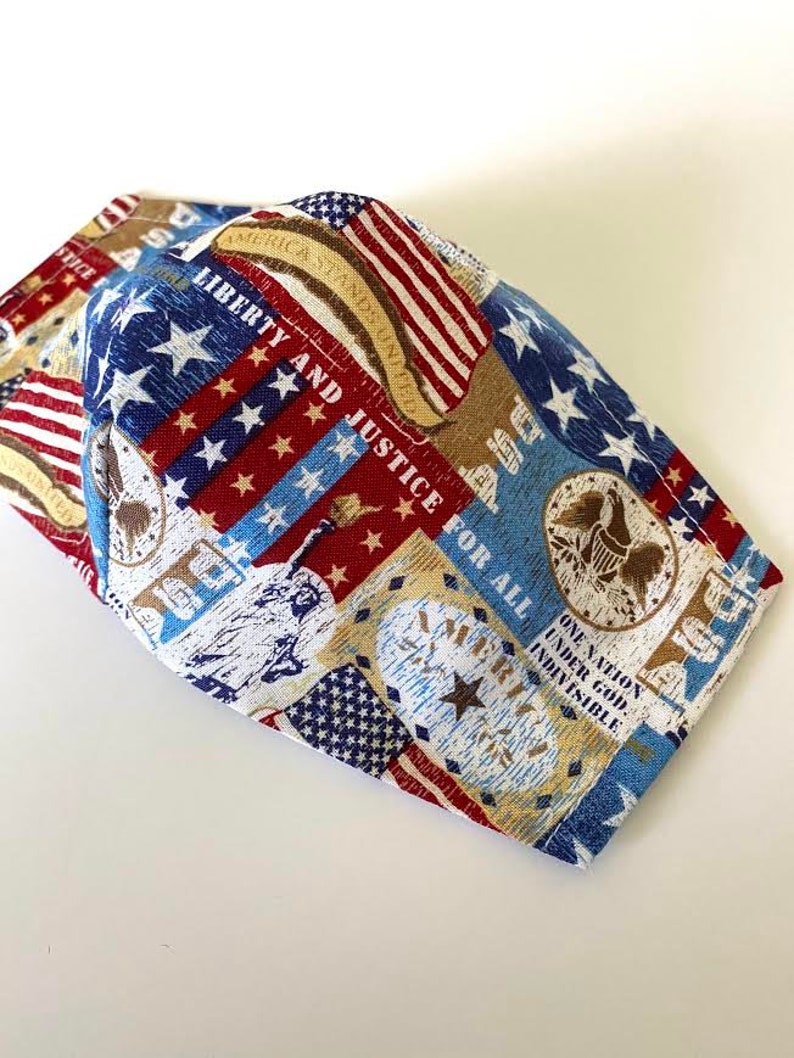 Patriotic US Flag Star Face Mask, US Flag Face Mask, 3 Layer Face Mask ...