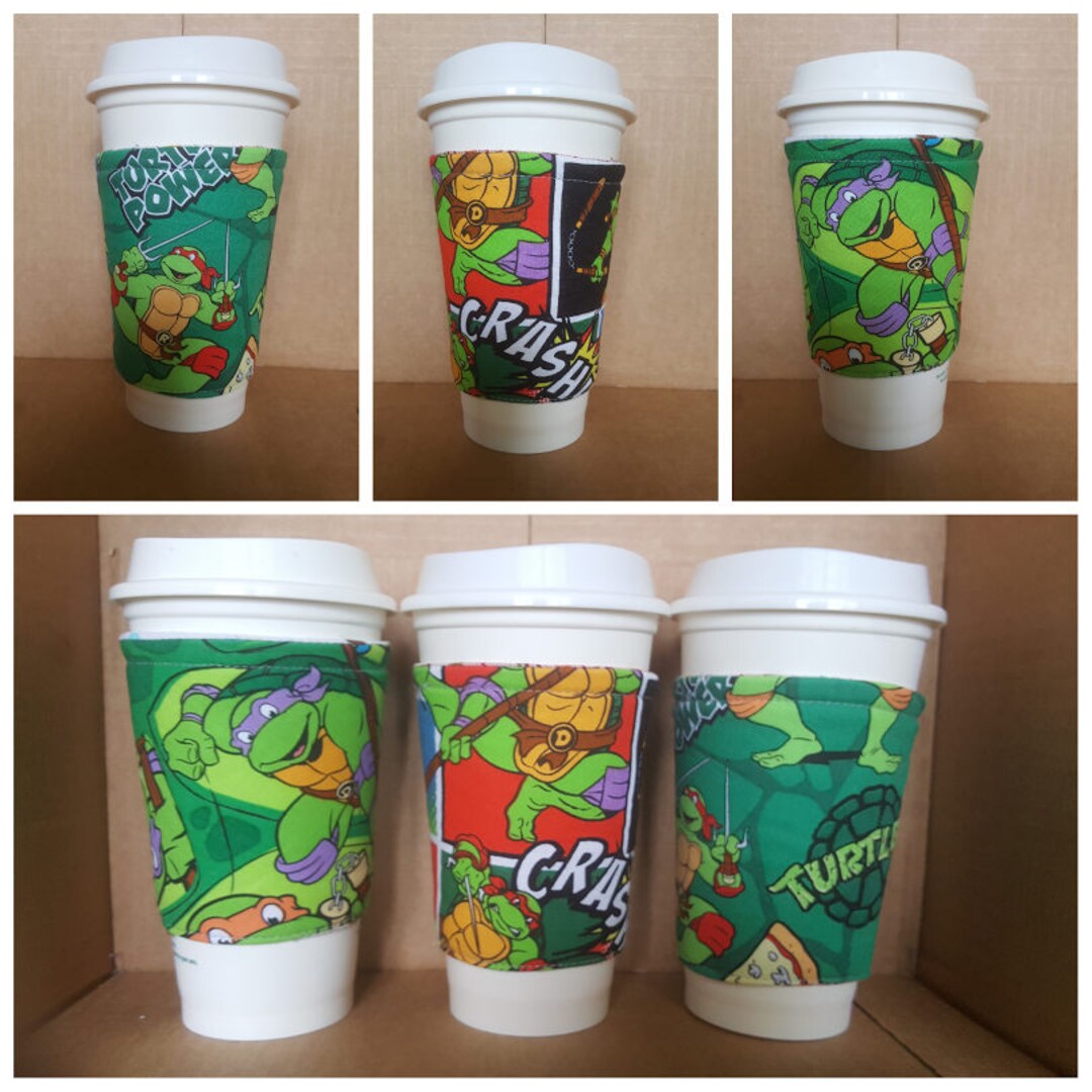 Set of 3 Ninja Turtle Coffee Cup Holders, Ninja Turtle Cup Cozy. Coffee ...