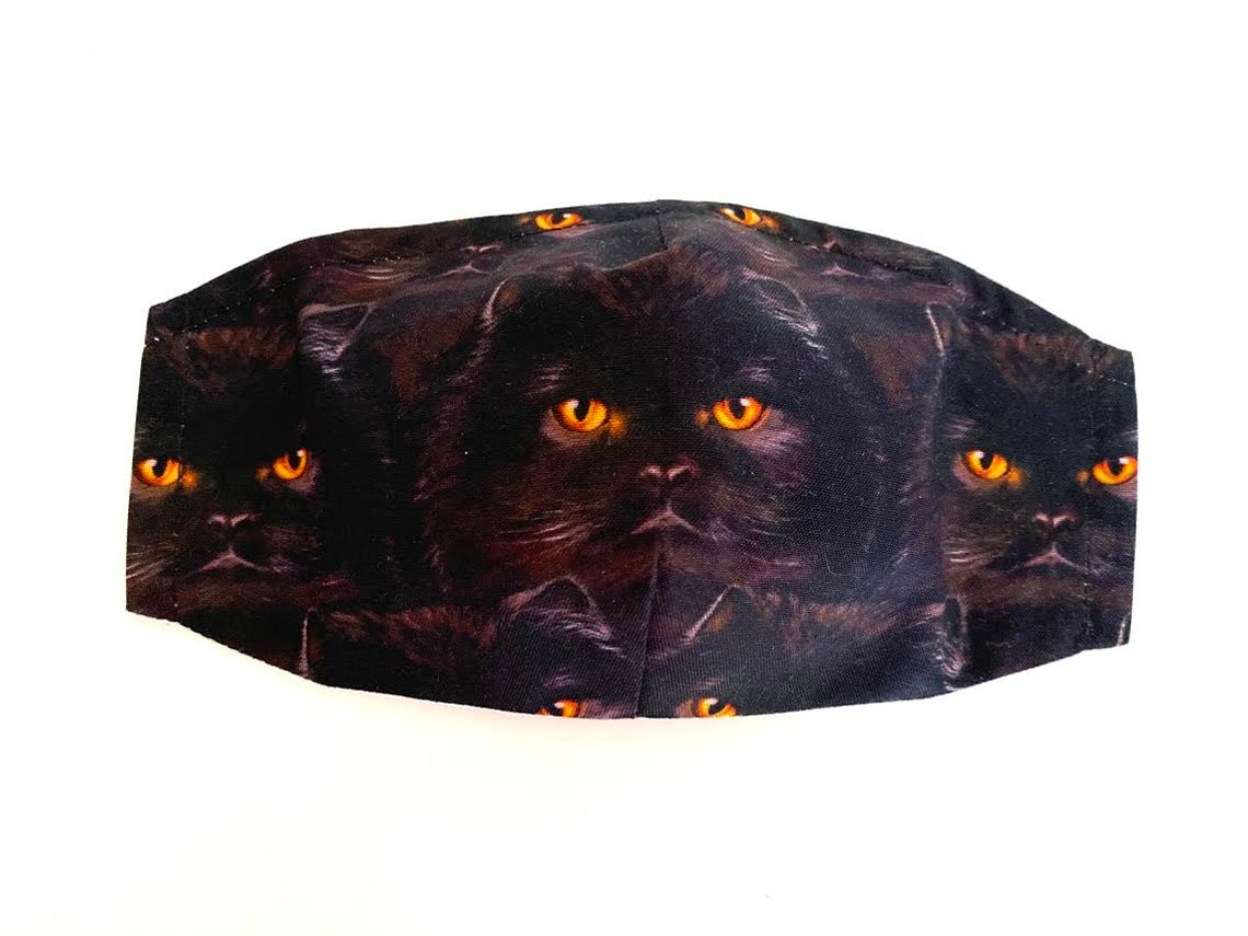 3 Layer Cat Face Mask Halloween Cat Mask With Filter Pocket - Etsy