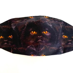 3 Layer Cat Face Mask, Halloween Cat Mask With Filter Pocket, Black ...