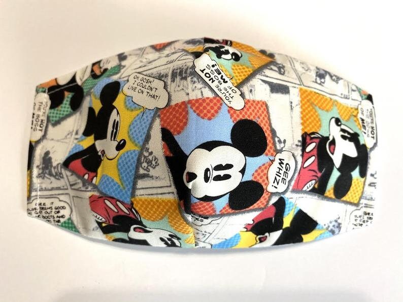 3 Layer Mickey Mouse Face Mask With Filter Pocket Mickey | Etsy