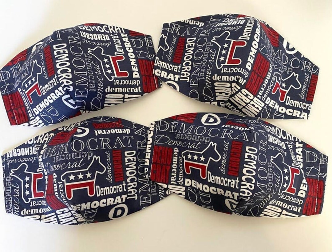 Set of 2 Democrat Face Masks, 3 Layer Democrat Face Masks, Democrat ...