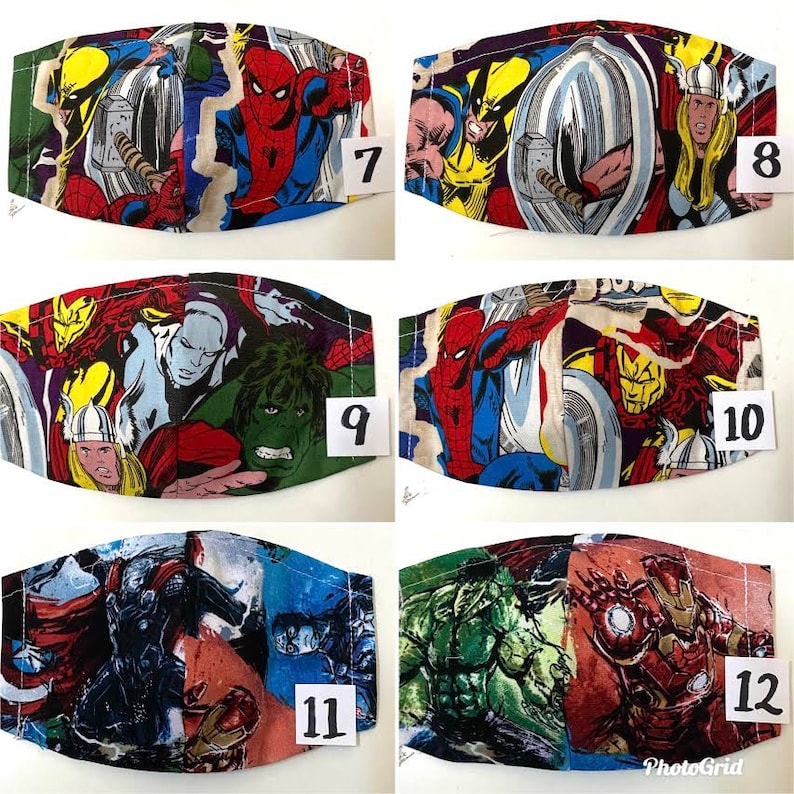 3 Layer Kid's Avengers Face Mask Boy Marvel Super Heroes | Etsy