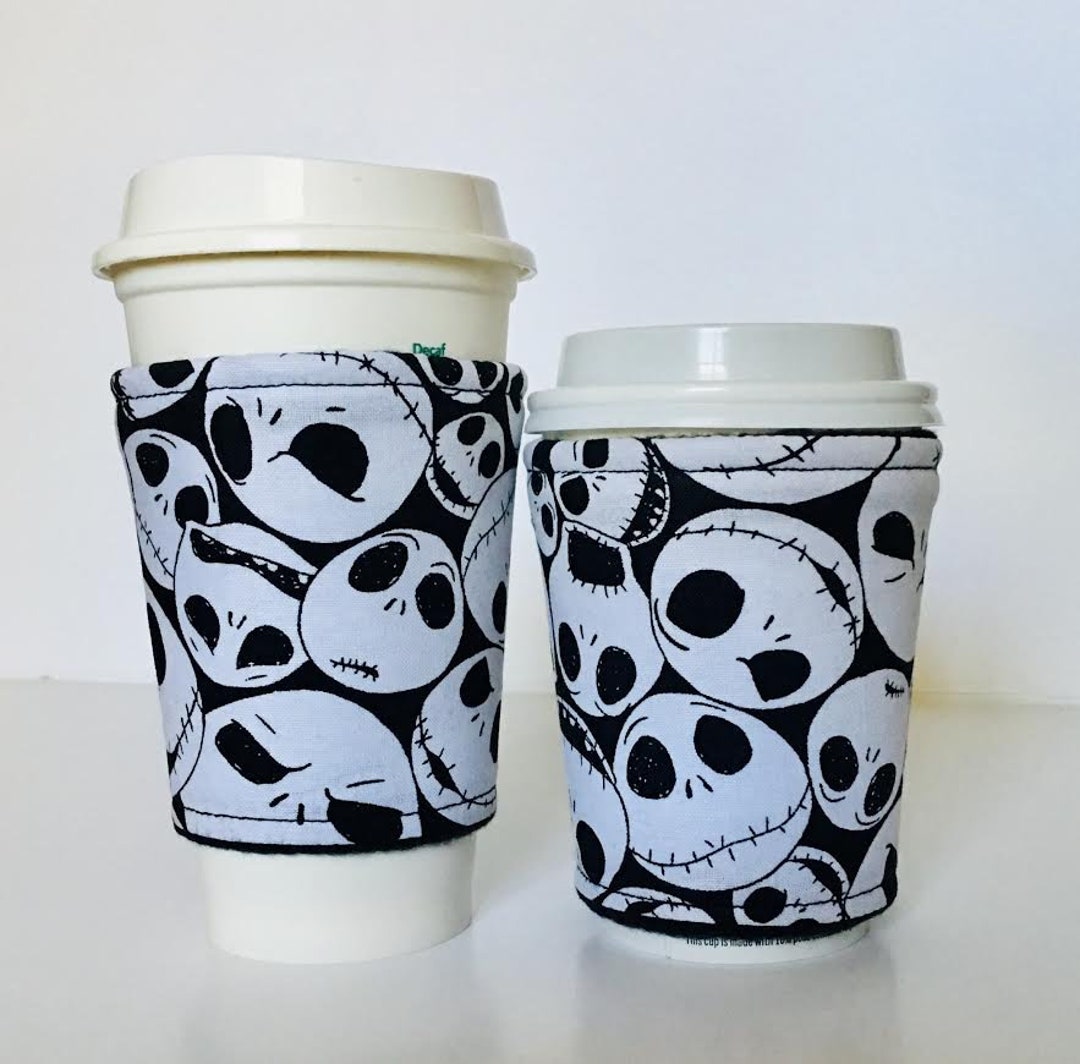Skull Cup Cozy, Set of 2 Skulls Cup Cozy, Halloween Skull Coffee Sleeve, Reusable Coffee Cup ...